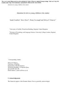 Attention levels in young children who stutter | Open Access Repository Suffolk - OARS